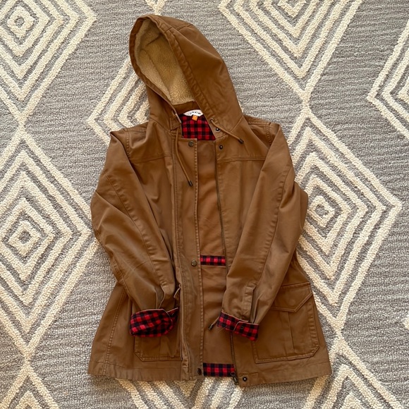 Orvis | Jackets & Coats | Orvis Barn Jacket Sherpa Hood And Flannel ...